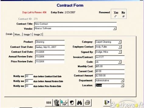 Microsoft Access Contract Management Database Template 12 Free Excel