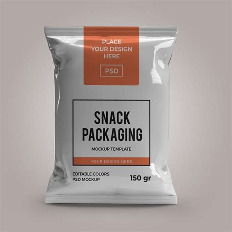 Free Snack Pouch Packaging Mockup Template Psd