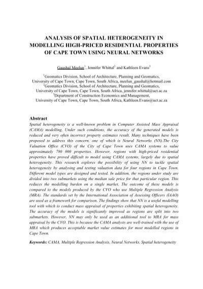 analysis of spatial heterogeneity in modelling high priced residential