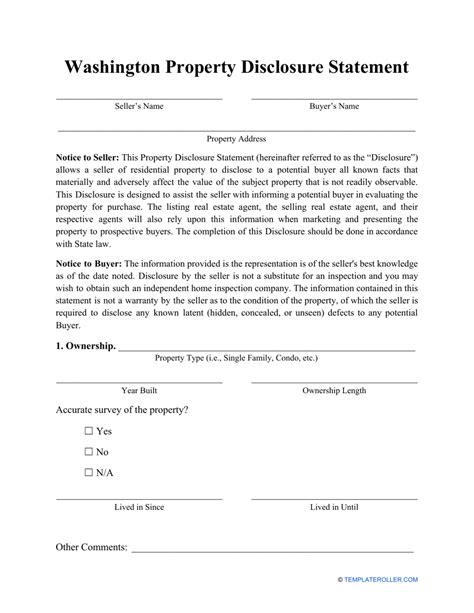 Washington Property Disclosure Statement Form Fill Out Sign Online And Download Pdf