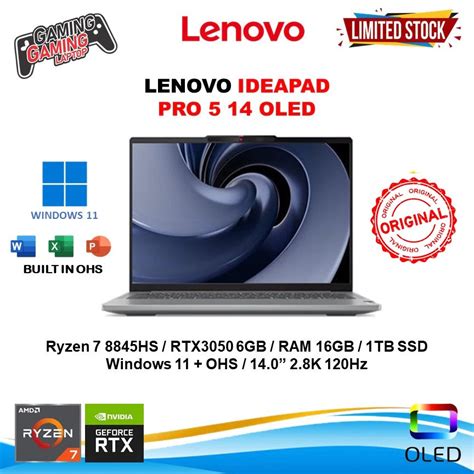 Jual Lenovo Ideapad Pro Oled Rtx Gb Ryzen Hs Ram Gb Tb Ssd W Ohs K