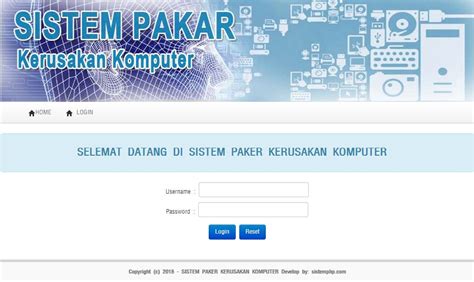 Program Aplikasi Sistem Pakar Kerusakan Komputer PHP SISTEMPHP