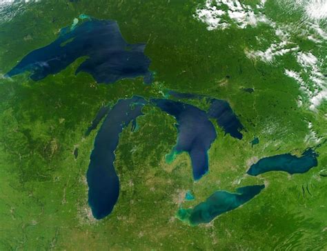 Premium Photo Top View Of Great Lakes Satellite Image Elements Of