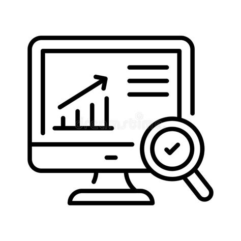 Growth Chart On Monitor With Magnifier Showing Concept Vector Of Data