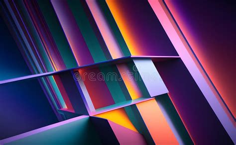 Vibrant Swirls And Geometric Patterns On Purple Abstract Background Generative Ai Stock