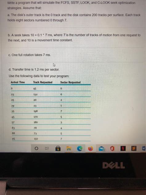 Solved Write A Program That Will Simulate The FCFS SSTF Chegg Com