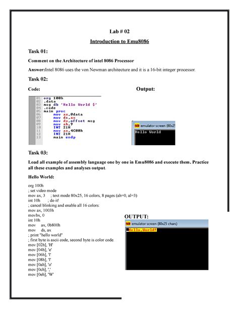 Coal Lab02 Document Contain Lab Tasks Which We Have To Perform In The Lab Lab 02