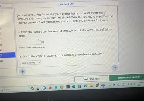 solved jacob was evaluating the feasibility of a project