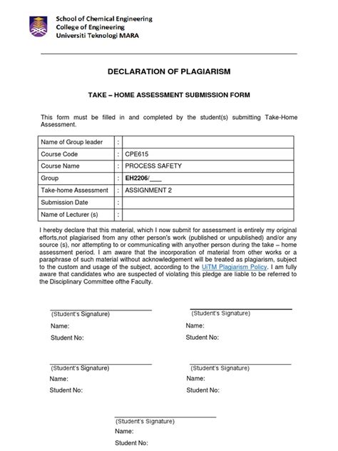 Declaration Form Assignment 2 Pdf