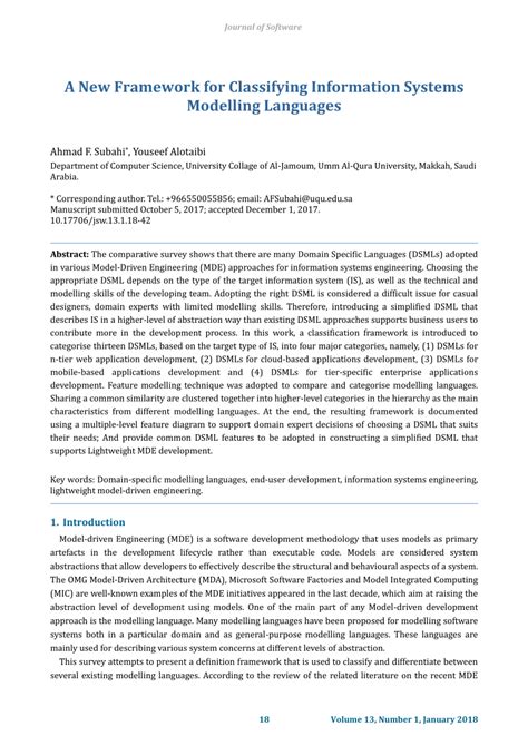 Pdf A New Framework For Classifying Information Systems Modelling