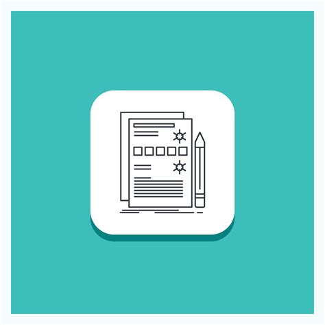 Round Button For Component Data Design Hardware System Line Icon Turquoise Background