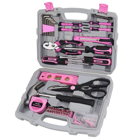 Kingtool 149 Piece Pink Tool Kit Basic Home Repair Tool Set Small