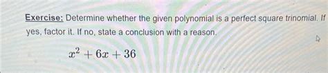 Solved Exercise Determine Whether The Given Polynomial Is A