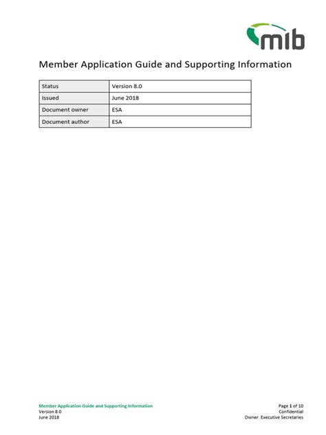 Mib Member Application From Supporting Document Version 80 Pdf