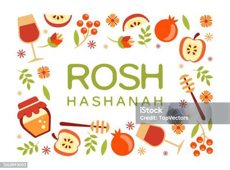 로쉬 하샤나 배너 템플릿 유대인 새해 휴일 포스터 엽서 또는 휴일 벡터 일러스트의 기호와 초대 카드 0명에 대한 스톡 벡터 아트 및 기타 이미지 Istock