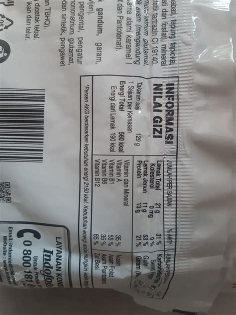 Informasi Nilai Gizi