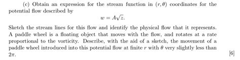 Solved C ﻿obtain An Expression For The Stream Function In