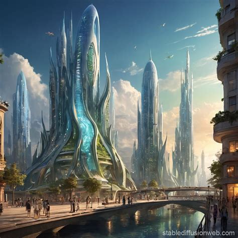 Future City Concept Art Stable Diffusion Online