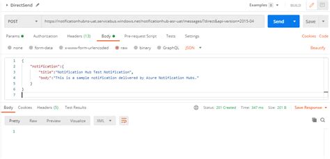Not Receiving Notification When Using Azure Hub Notifications Rest Api
