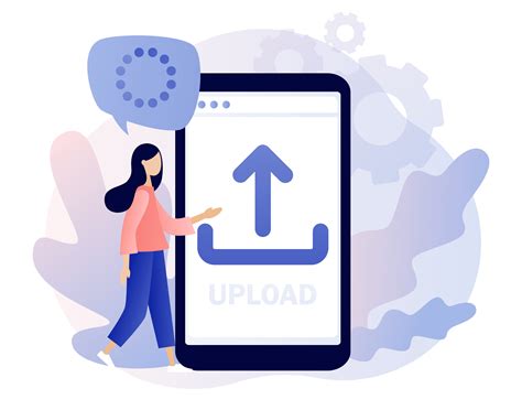 Subir Símbolo Carga Signo Minúsculo Mujer Subiendo Datos Archivos