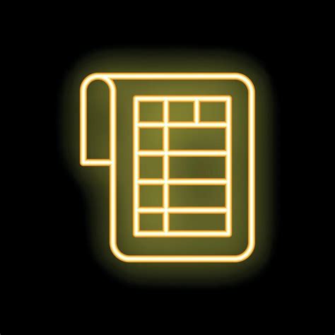 Yellow Neon Icon Of Spreadsheet Document Showing Cells 52890660 Vector Art At Vecteezy