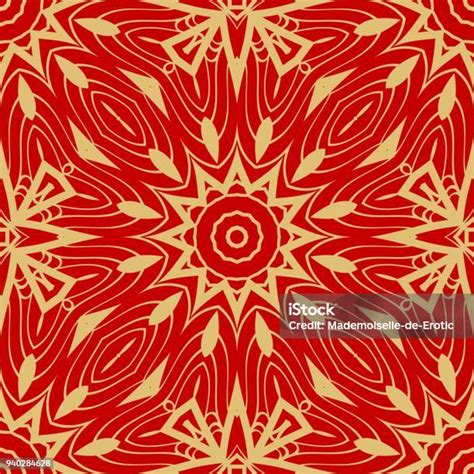 빨간색과 금색 우아함 빈티지 패턴 원활한 벡터 배경입니다 벽지 패턴 채우기 웹 페이지 배경 텍스처 표면 0명에 대한 스톡 벡터