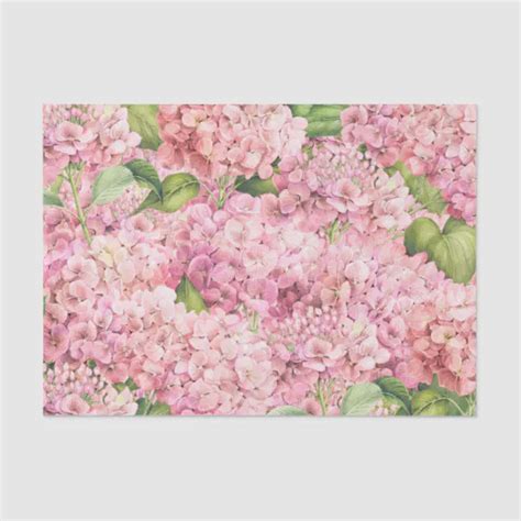Elegant Floral Pink Hydrangea Pattern Tissue Paper Zazzle