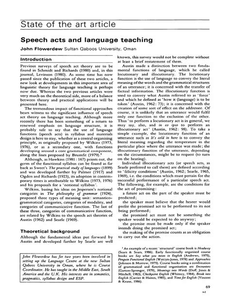 Speech Acts And Language Teaching Pdf Linguistics Human Communication
