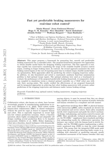 pdf fast yet predictable braking manoeuvers for real time robot control