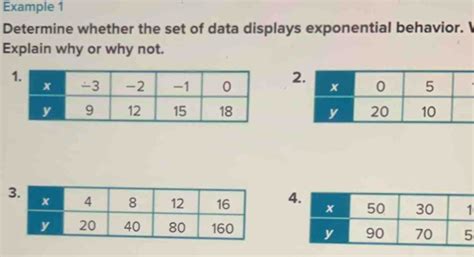 Solved Example 1 Determine Whether The Set Of Data Displays Exponential Behavior Explain Why
