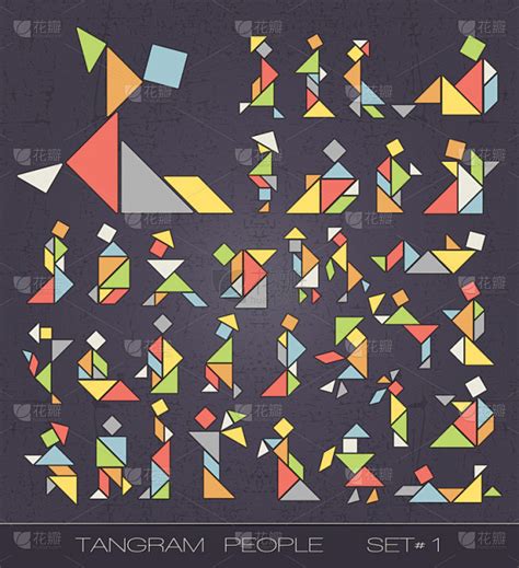 七巧板人们对垃圾背景一套