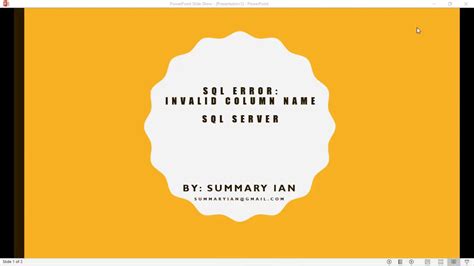 Fixing Invalid Column Name Error In Sql