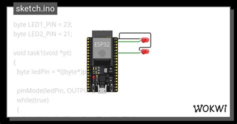 02多任务参数传递 Wokwi Esp32 Stm32 Arduino Simulator