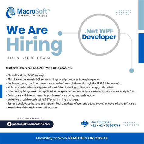 Hiringalert Dotnetdeveloper Macrosoftpakistan Wpf Wpfdeveloper