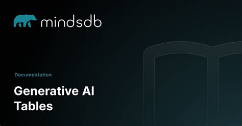 Generative Ai Tables Mindsdb
