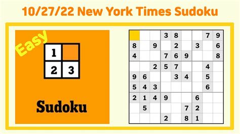 The New York Times Easy Sudoku 10 27 22 How To Play Sudoku Easy Level