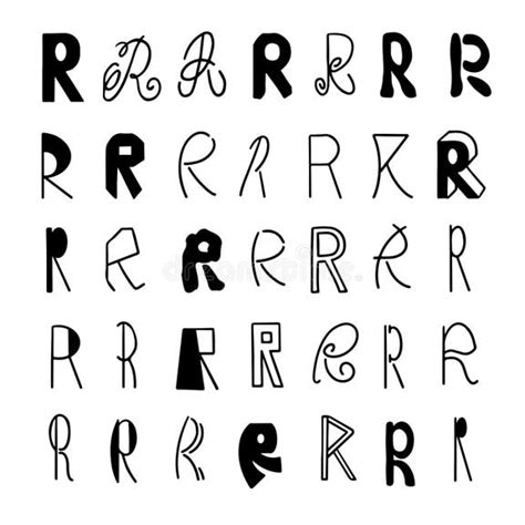 Variety Of R Letter Designs In Different Hand Drawn Fonts And Styles On