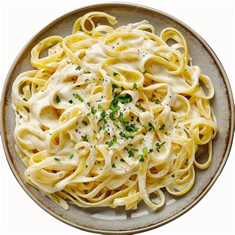 Premium Photo Plate Of Fettuccine Alfredo With Garnish Isolated On