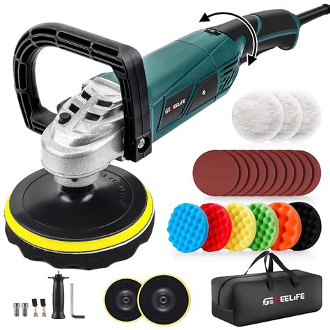 Geveelife Buffer Polisher 1600w 7 Variable Speed 1000 3300 Rpm Car Buffer Polisher Waxer With
