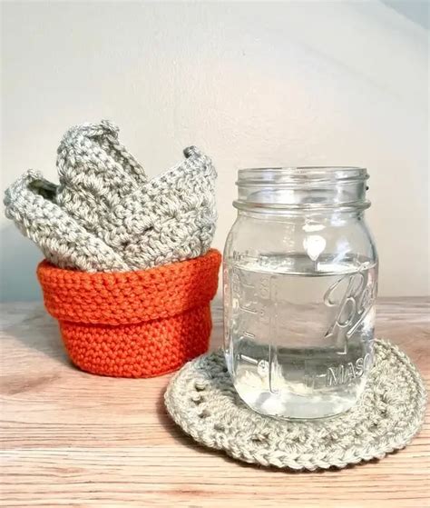 Re Leaf Coaster Set Weave Crochet
