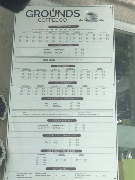 Menu At Grounds Coffee Co Pub And Bar Mukilteo