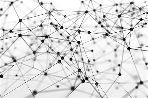 Black And White Network Of Interconnected Dots Forming A Complex Pattern Lines Connecting Nodes