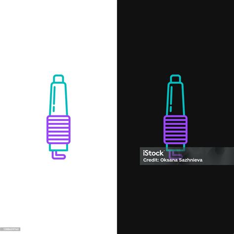 라인 카 스파크 플러그 아이콘 흰색과 검은 색 배경에 격리 자동차 전기 촛불 다채로운 개요 개념 벡터 강철에 대한 스톡 벡터 아트 및 기타 이미지 Istock