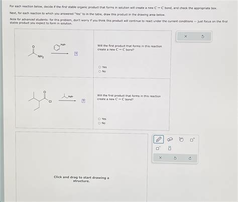 Solved For each reaction below, decide if the first stable | Chegg.com