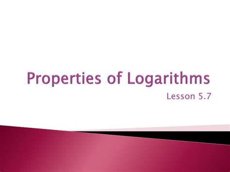 PPT Properties Of Logarithms PowerPoint Presentation Free Download ID