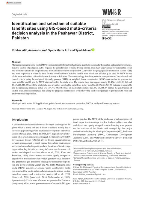 Pdf Identification And Selection Of Suitable Landfill Sites Using Gis