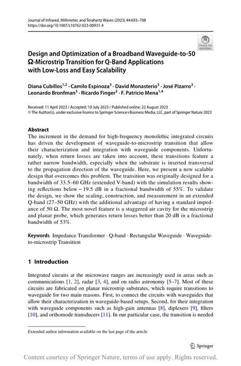 design and optimization of a broadband waveguide to 50 Ω documentclass