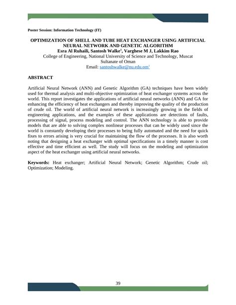 (PDF) OPTIMIZATION OF SHELL AND TUBE HEAT EXCHANGER USING ARTIFICIAL ...