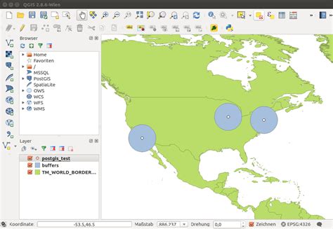 Sql Qgis And Postgis Map Pointslat And Long With Raduis On Usa Map