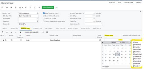 Default A Generic Inquiry Parameter That Is Pulling The Financial